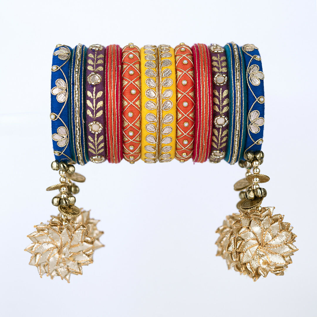 Khanak Multicolor Bangle Set With Hanging – Local Nation