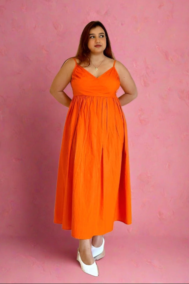Melo Orange Cotton Dress – Local Nation