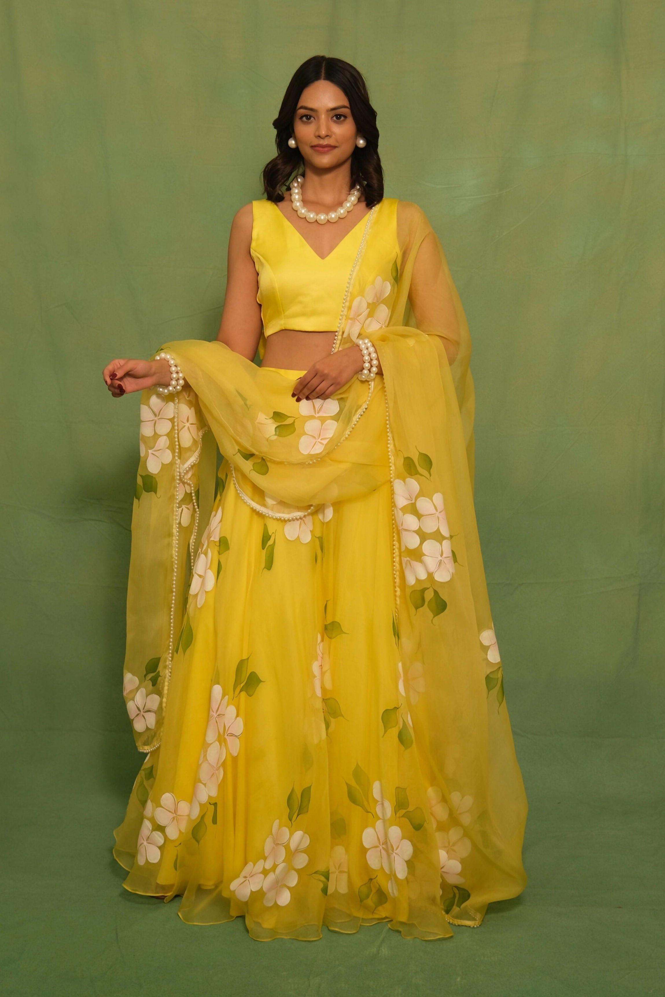 Yellow Champa Handpainted Lehenga – Local Nation