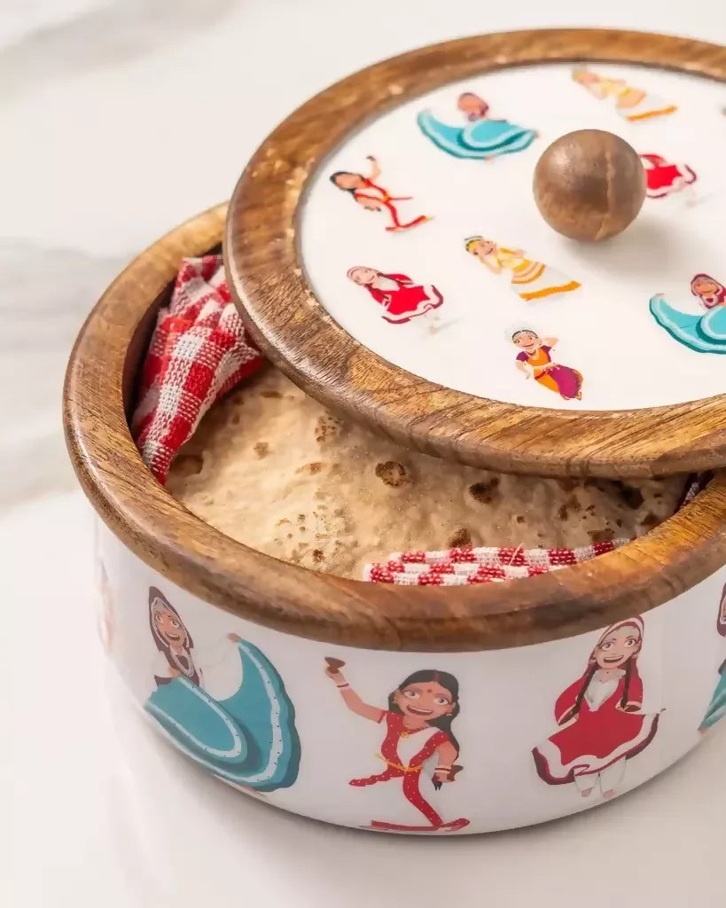 Indian Dance Mango Wood Handcrafted Roti Box – Local Nation
