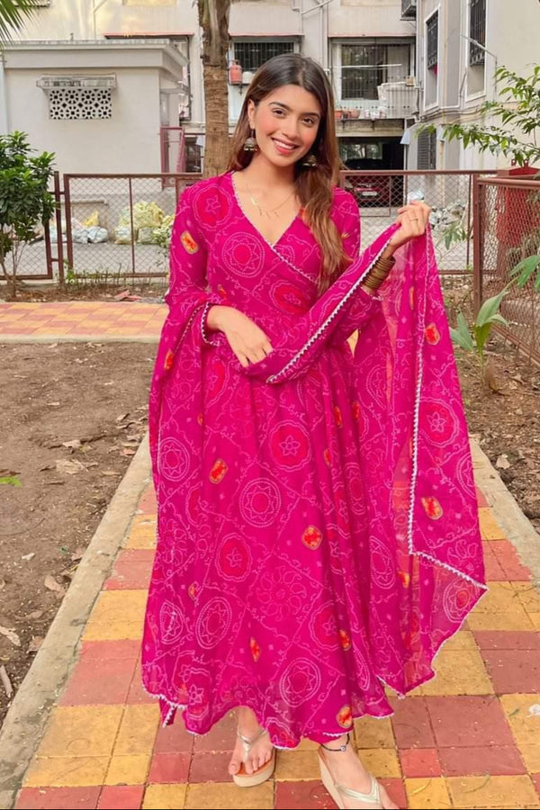 Angrakha Pattern Anarkali Suit Set with Side Slit – Local Nation