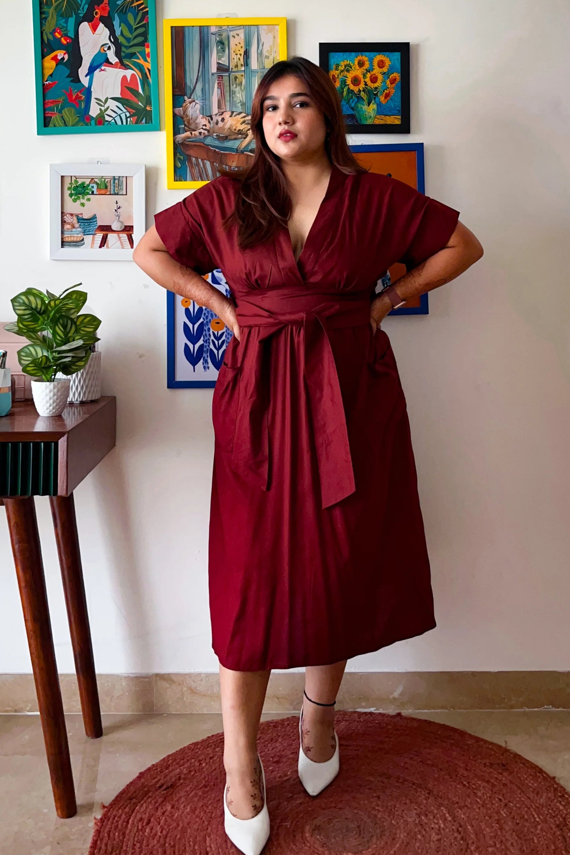 Erin Maroon Midi Dress – Local Nation