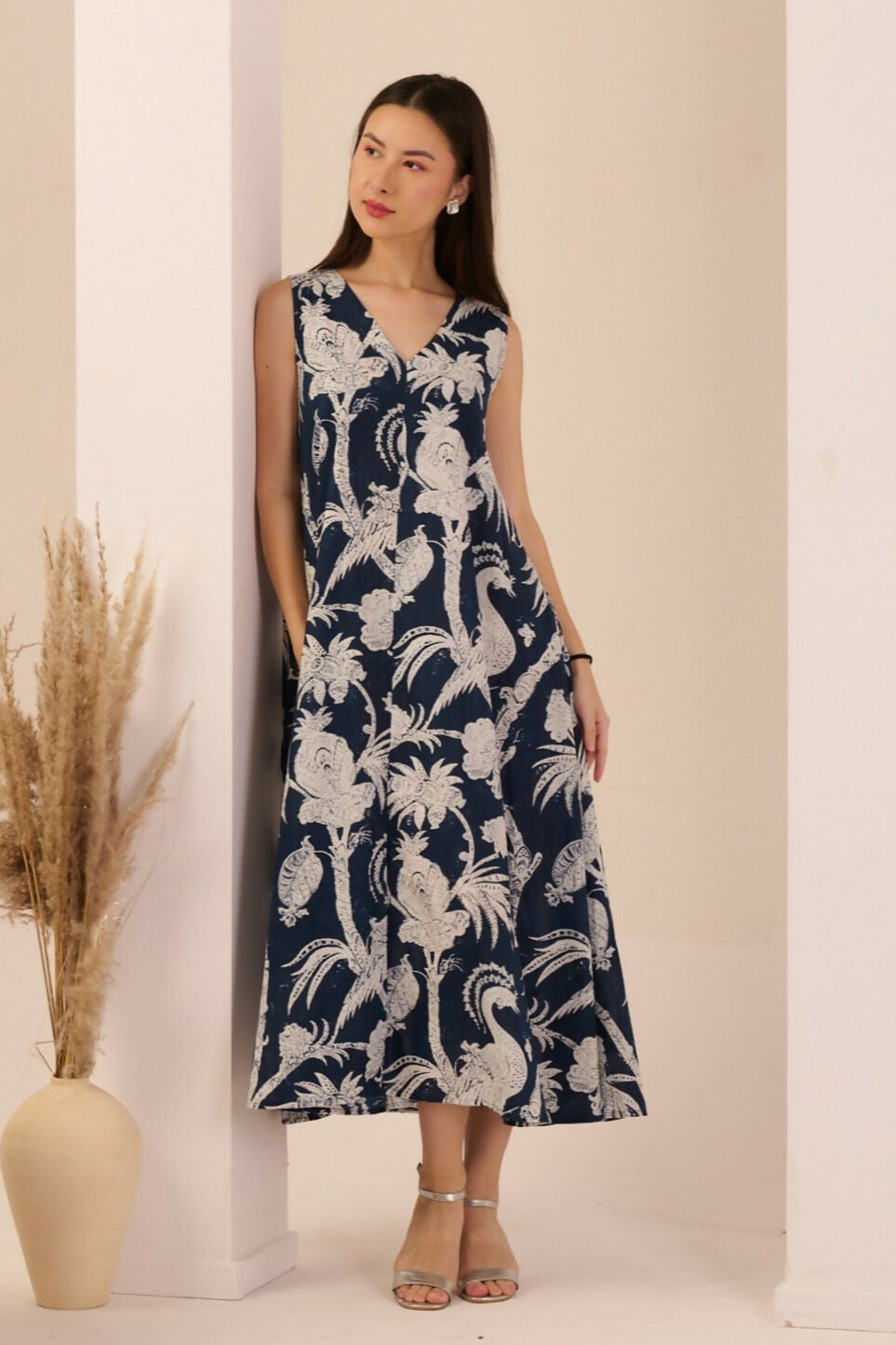 Peacock Garden Blue Flared Dress – Local Nation