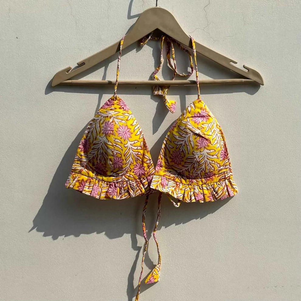 Yellow Handblock Frill Bra – Local Nation