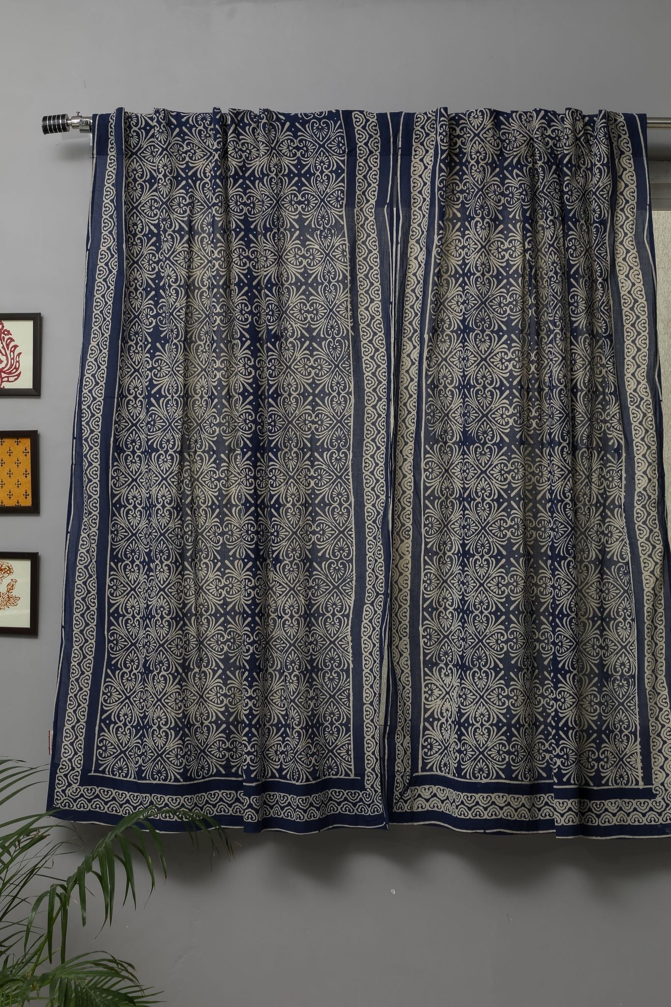 Iris Handblock Printed Cotton Window Curtain – Local Nation